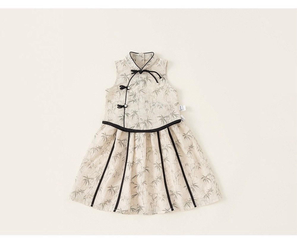 Girls Cheongsam Dress Two-piece Qipao Hanfu Summer Dress Bamboo ...