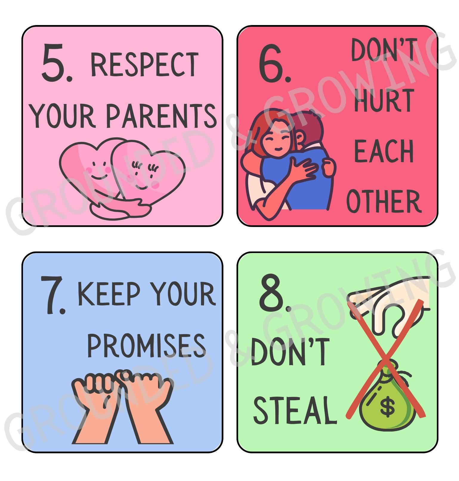 10 Commandment Cards for Kids | Christian Flash Cards for Memory - Etsy