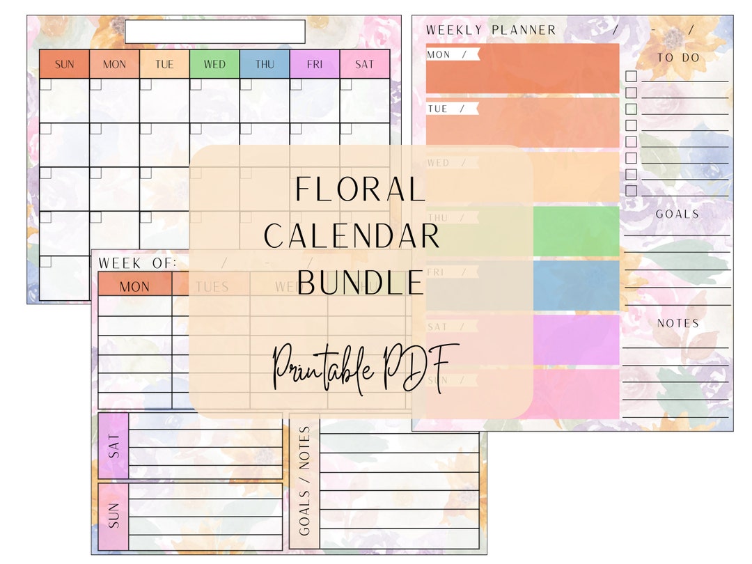 FLORAL CALENDAR BUNDLE - Etsy