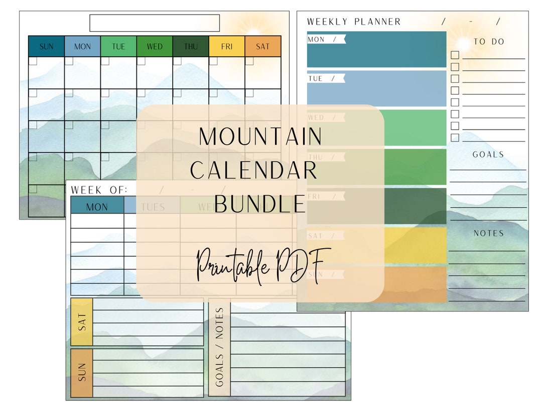 MOUNTAIN CALENDAR BUNDLE - Etsy