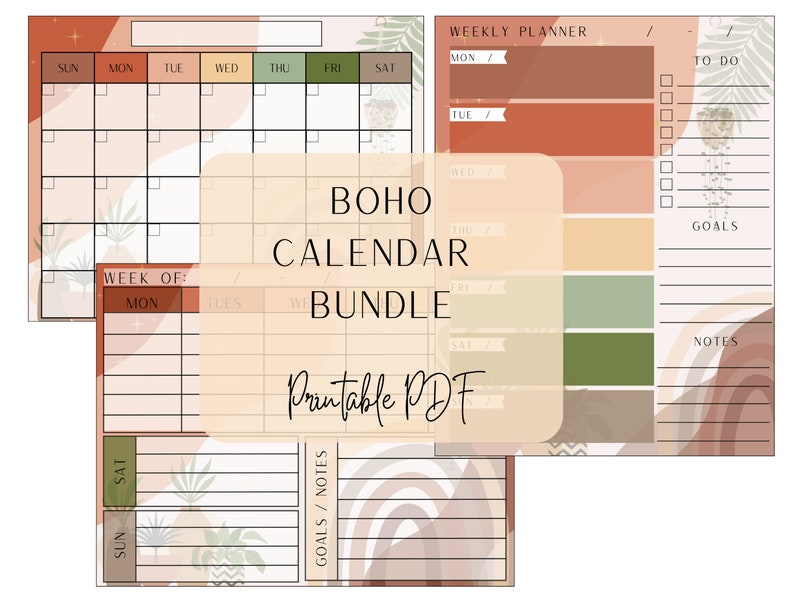 BOHO CALENDAR BUNDLE - Etsy