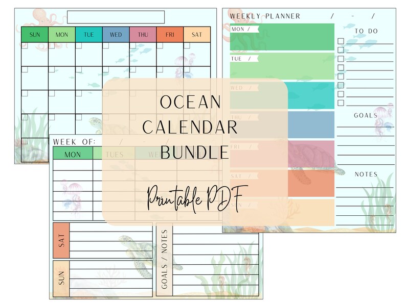 OCEAN CALENDAR BUNDLE - Etsy