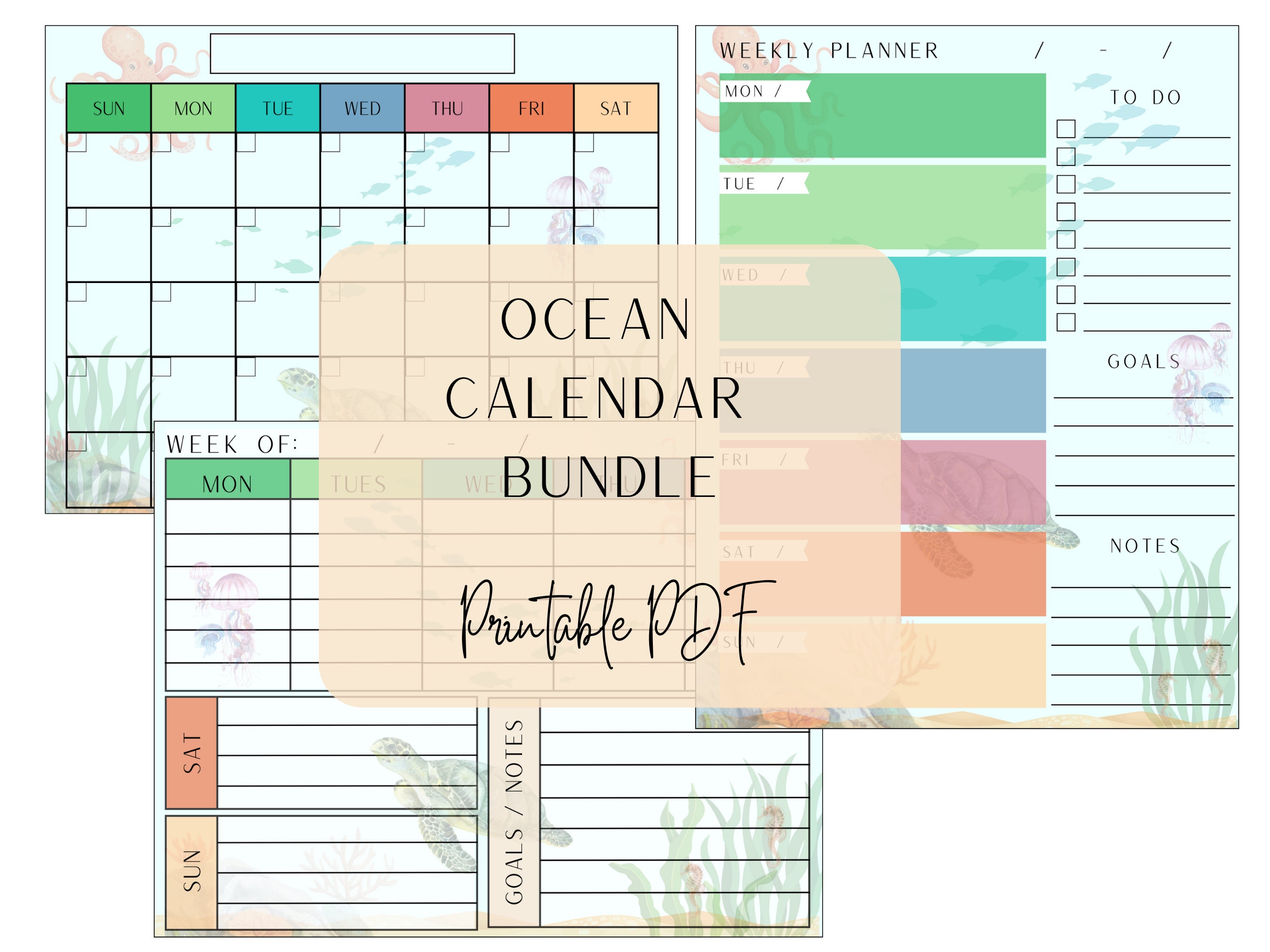 OCEAN CALENDAR BUNDLE - Etsy