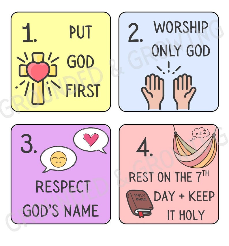 10 Commandment Cards for Kids | Christian Flash Cards for Memory - Etsy
