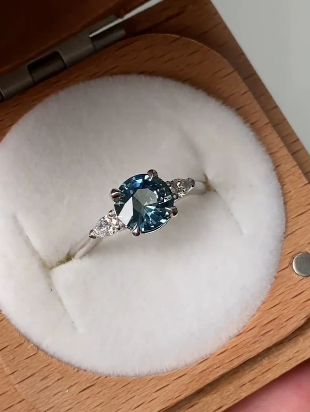 Vintage Teal Sapphire Ring Personalized Gift for Her Teal Sapphire ...