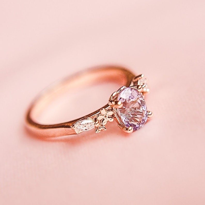 Lavender Sapphire Engagement Ring Personalized Gift for Her - Etsy