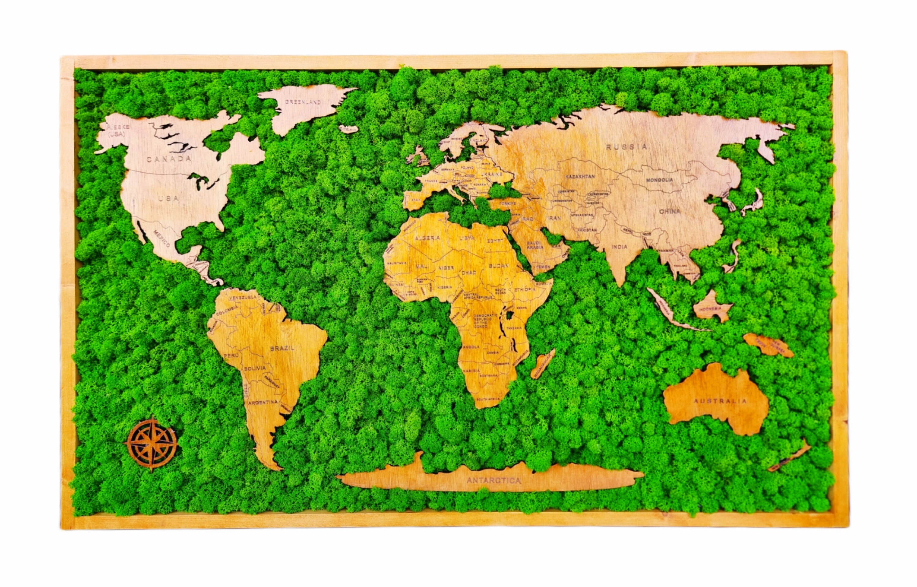Nature Wall Art. World Map. Moss Map. Cosy Vibes. Preserved Moss. Map ...