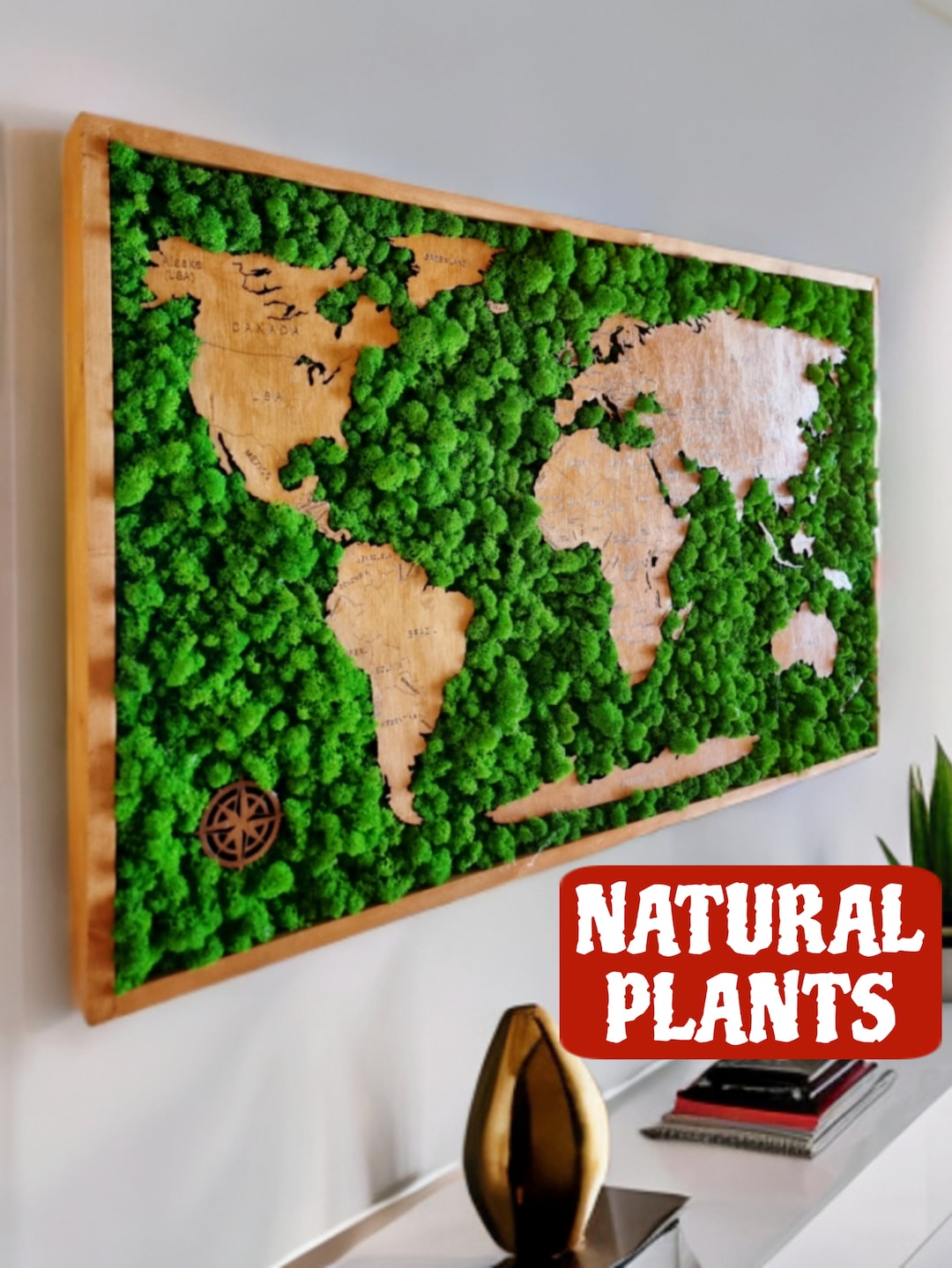 Nature Wall Art. World Map. Moss Map. Cosy Vibes. Preserved Moss. Map ...