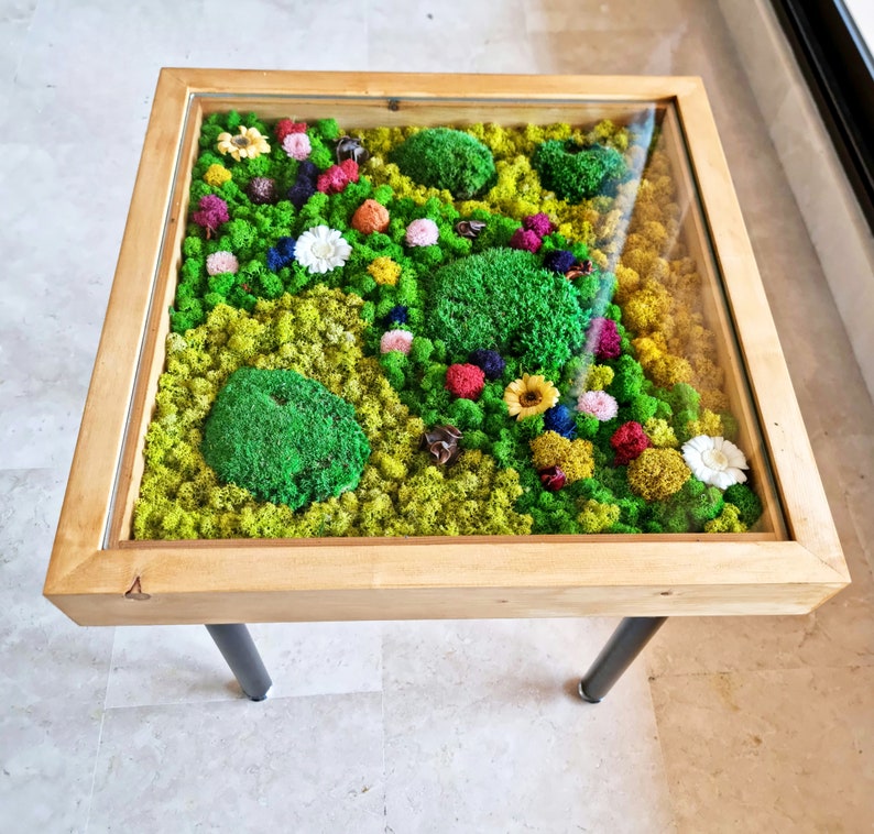 Moss Table. Moss Art. Deco Plants. Biophilic Design. Handmade Furniture ...