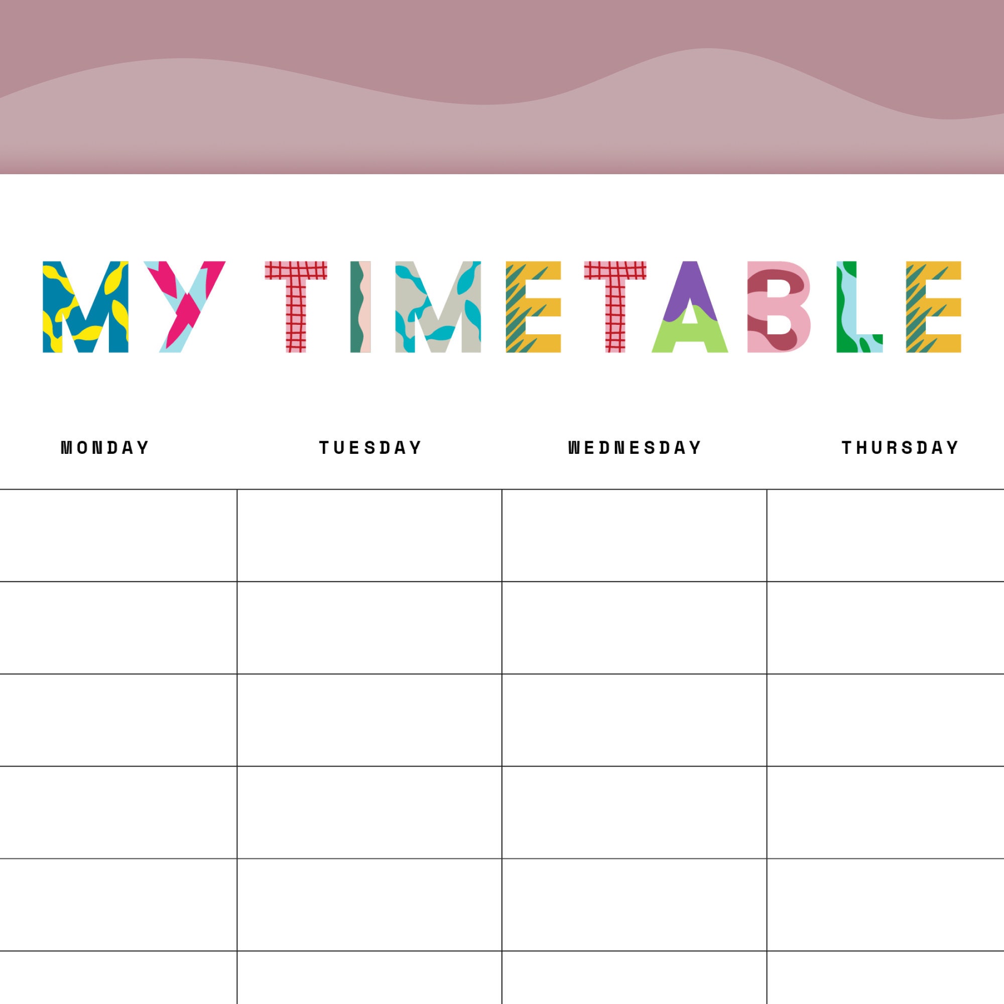 Digital Download • School Timetable in English • DIN A4 • US Letter ...