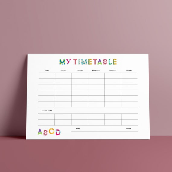 Digital Download School Timetable in English DIN A4 US - Etsy