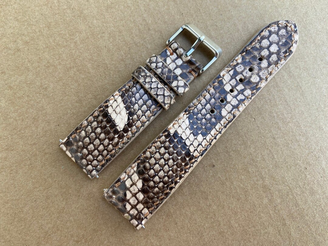 Handmade Genuine Gray Snake Watch Strap Band, Leather Watch Bracelet ...
