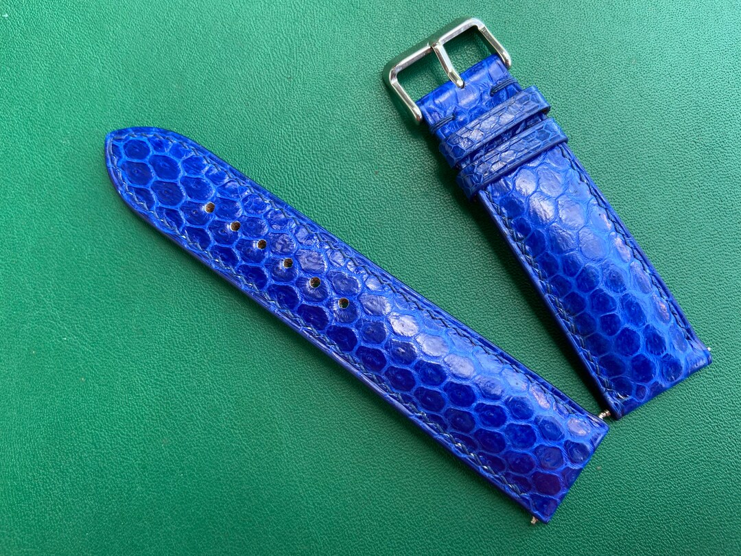 Handmade Genuine Blue Snake Watch Strap Band, Leather Watch Bracelet ...