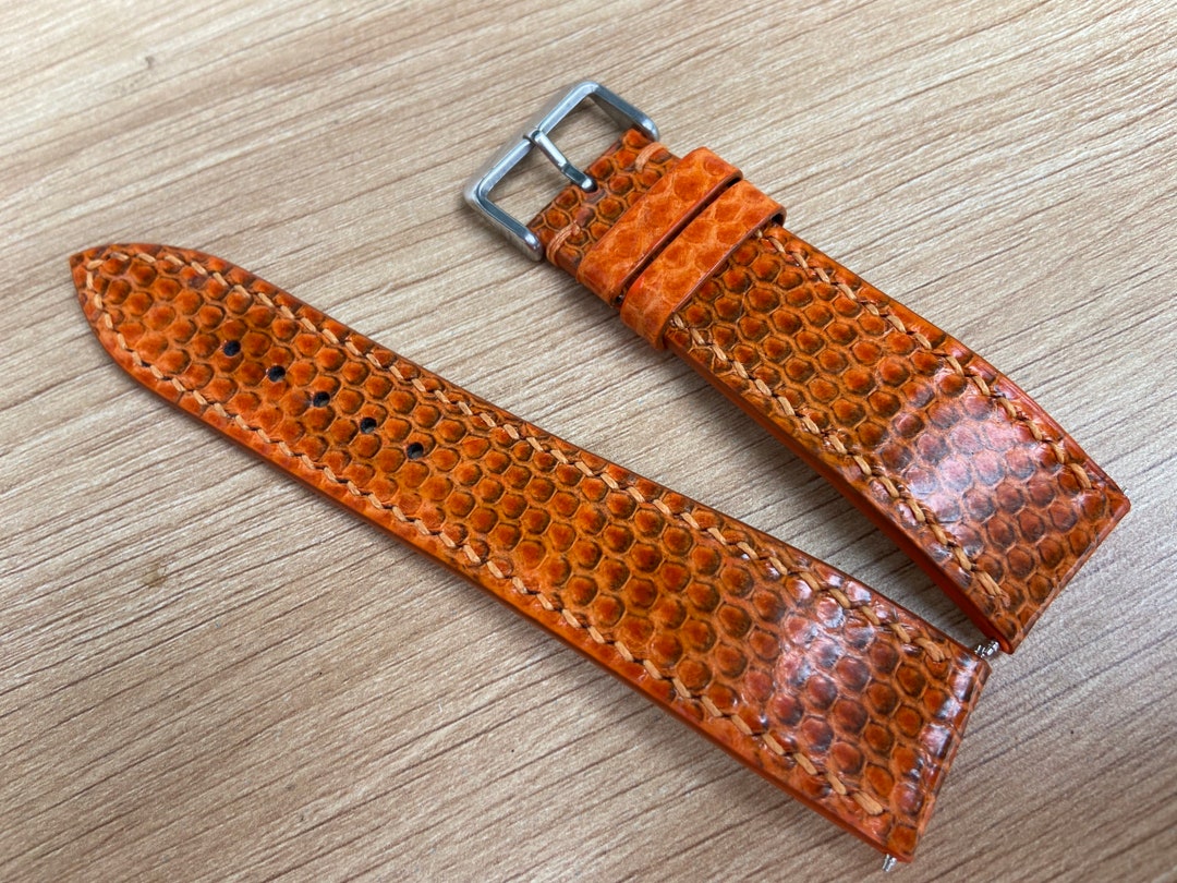 Handmade Genuine Orange Python/snake Watch Strap Band, Leather Watch Bracelet, Gift for Him ...