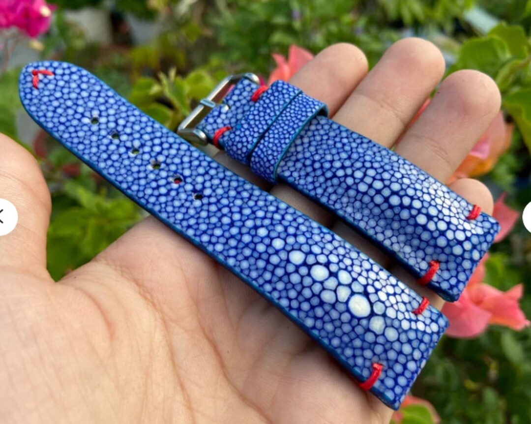 Handmade Genuine Blue Stingray Watch Strap Band, Leather Watch Bracelet ...