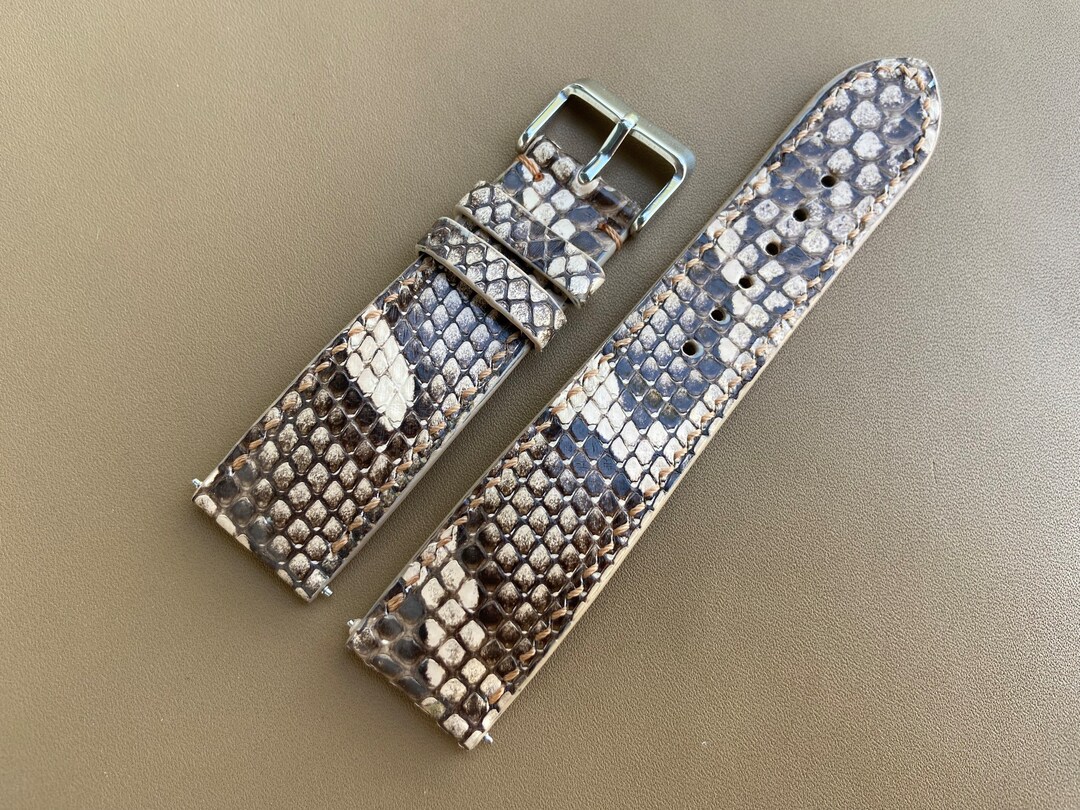 Handmade Genuine Gray Snake Watch Strap Band, Leather Watch Bracelet ...