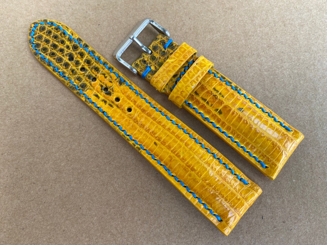 Handmade Genuine Yellow Liz.. Watch Strap Band, Leather Watch Bracelet ...