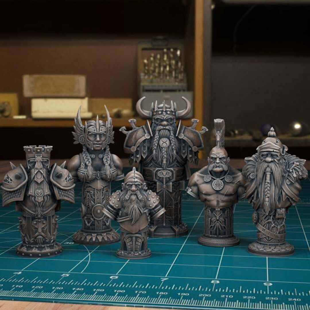 3D Printed Resin Dwarf Chess Set | Hand-painted Chess Pieces | Unique ...