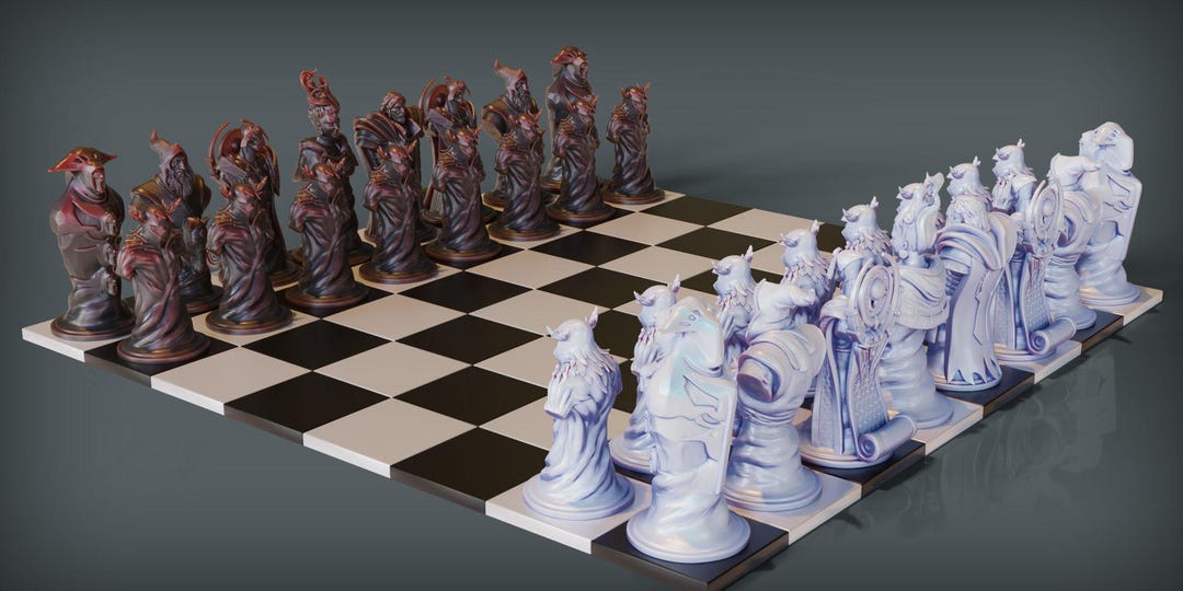 Radiant Heroes Dota 2 Chess Set | 3D Printed Resin Chess Pieces | Hand ...