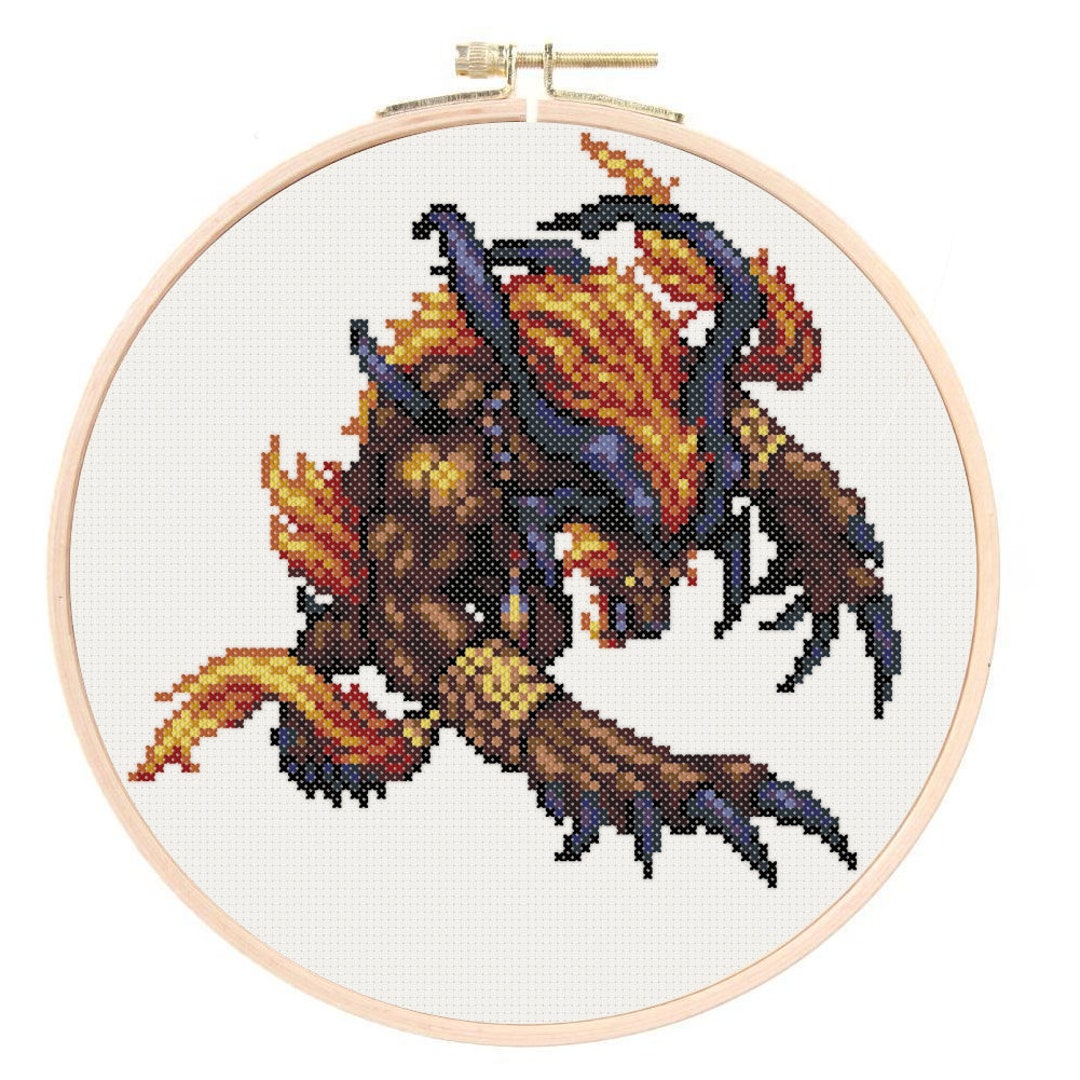 Ifrit Cross Stitch or Diamond Painting Pattern FFX Final Fantasy X Aeon ...