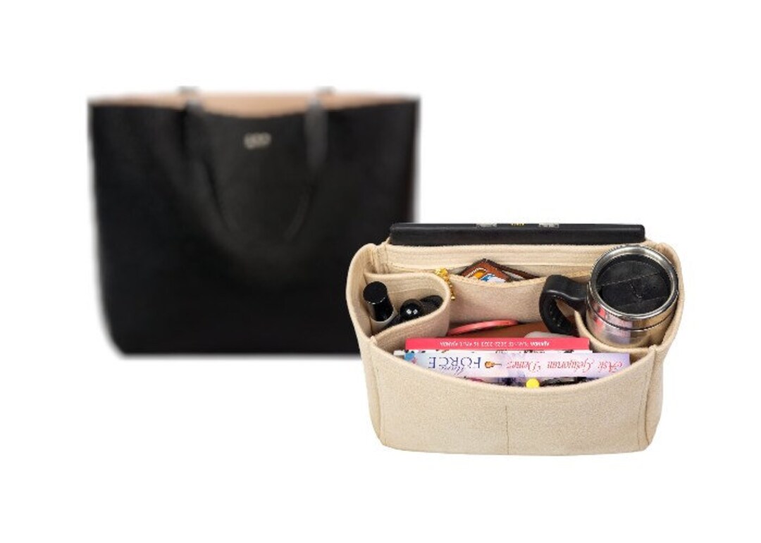 Classic Structured Leather Tote Regular Style Felt Bag Organizer, Bag ...