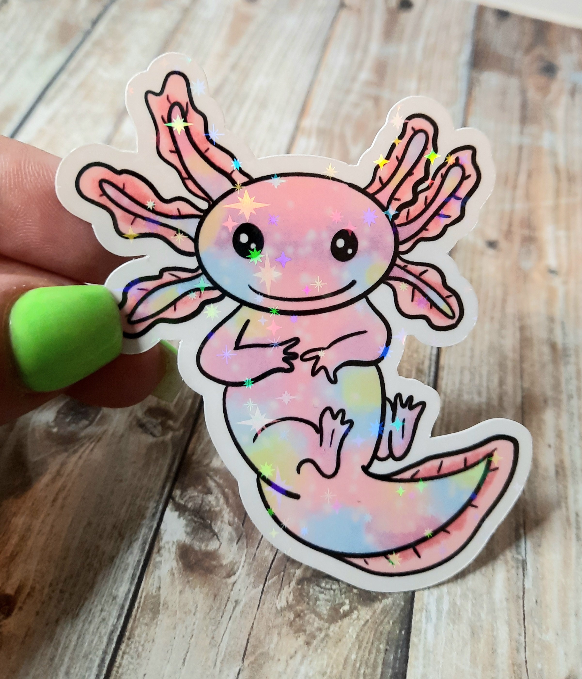 Pastel Axolotl Sticker,hand Drawn Adorable Axolotl Sticker for Water ...