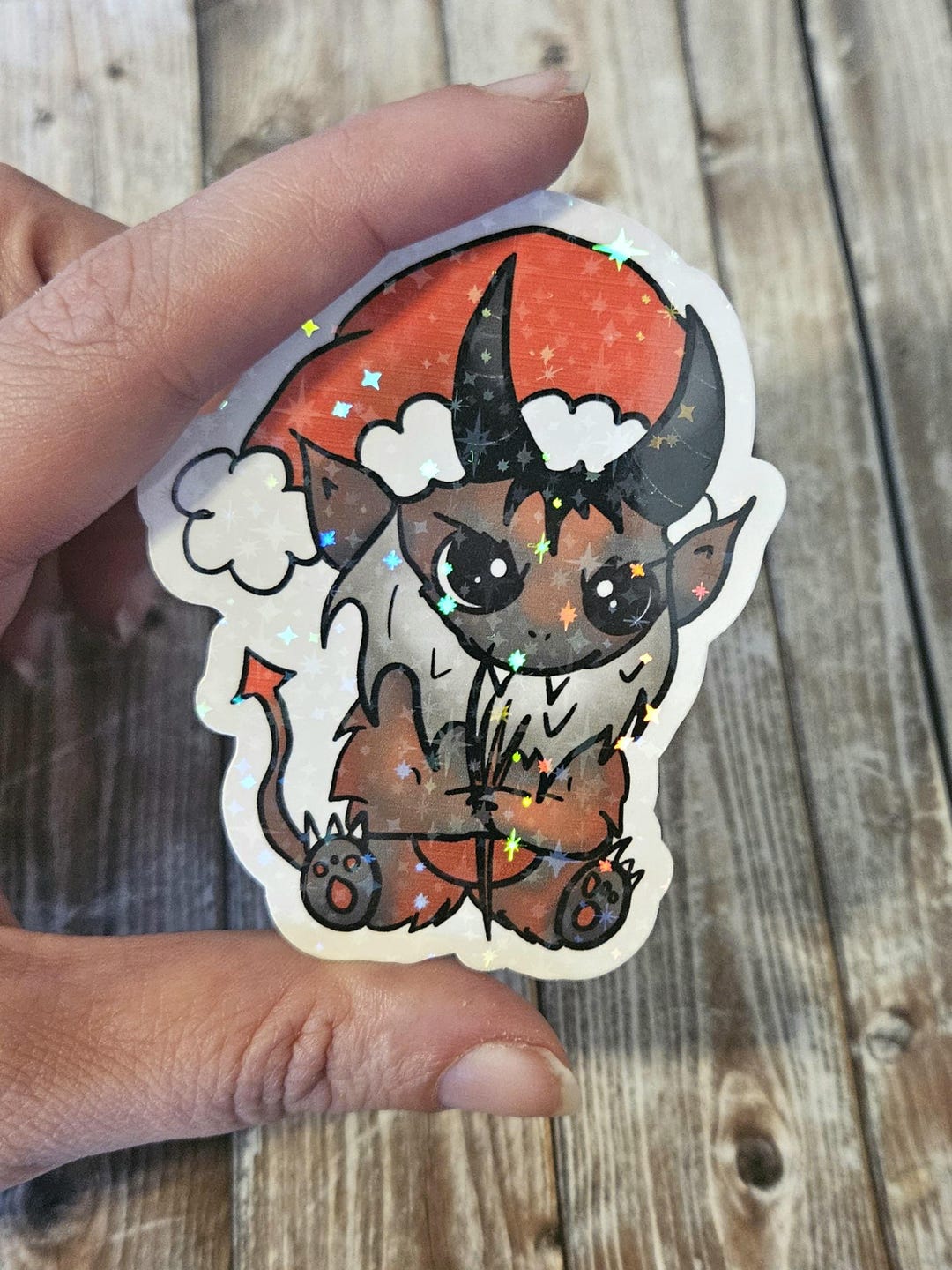 Baby Krampus Sticker for Water Bottle, Silly Holiday Sticker, Cute ...