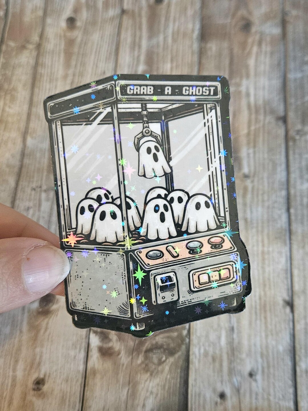 Sparkly Ghost Arcade Sticker, Nostalgic Claw Machine Sticker for Water ...