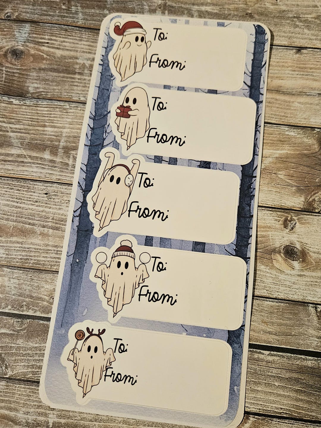 Winter Ghost Gift Labels, to From Stickers for Gifts, Christmas Ghost ...