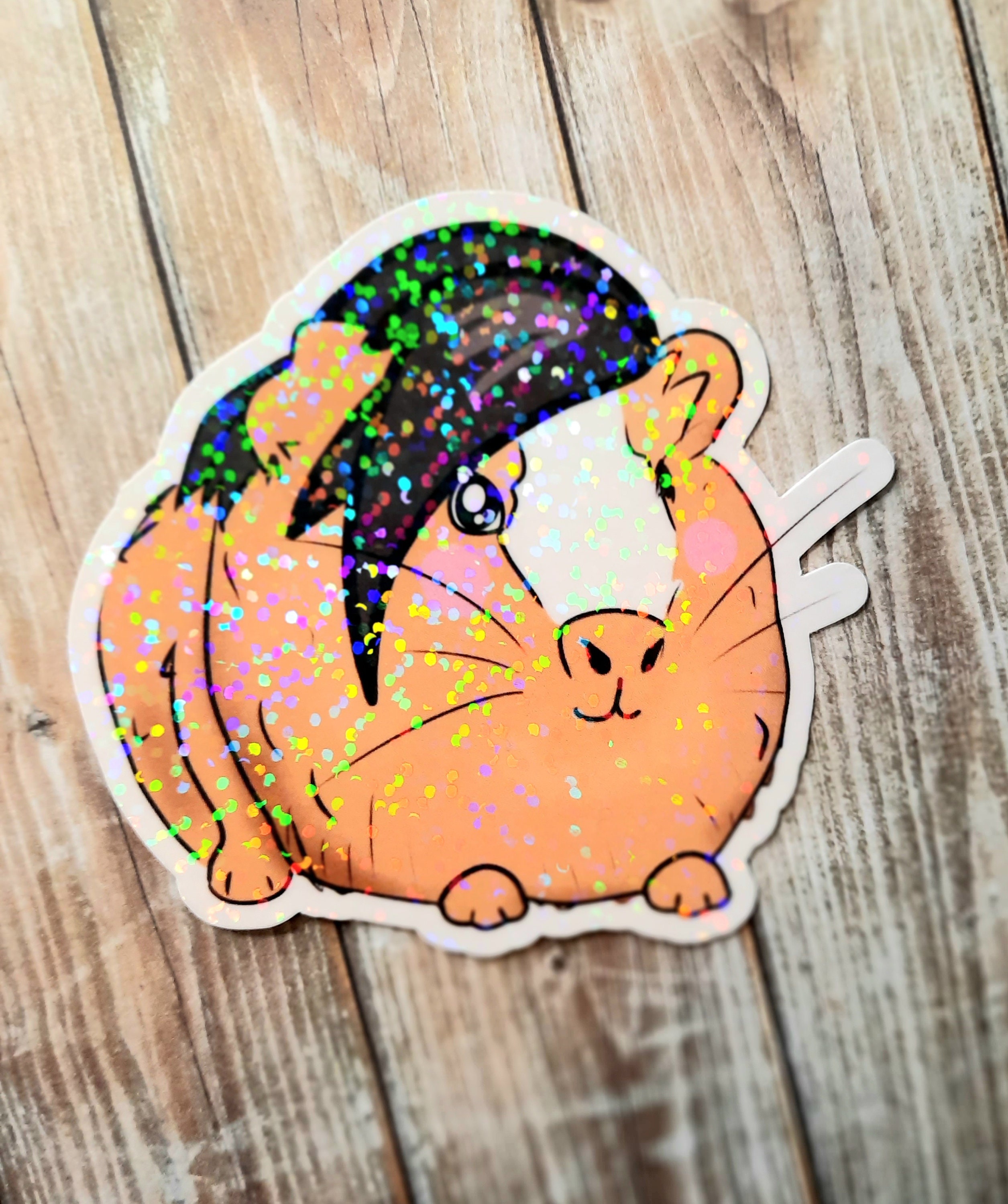 Emo Guinea Pig Sticker, Funny Piggie Sticker for Water Bottle, Sparkly ...
