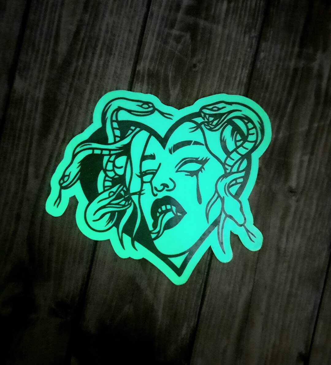 Glow in the Dark Medusa Sticker, Medusa Heart Sticker, Horror Aesthetic ...