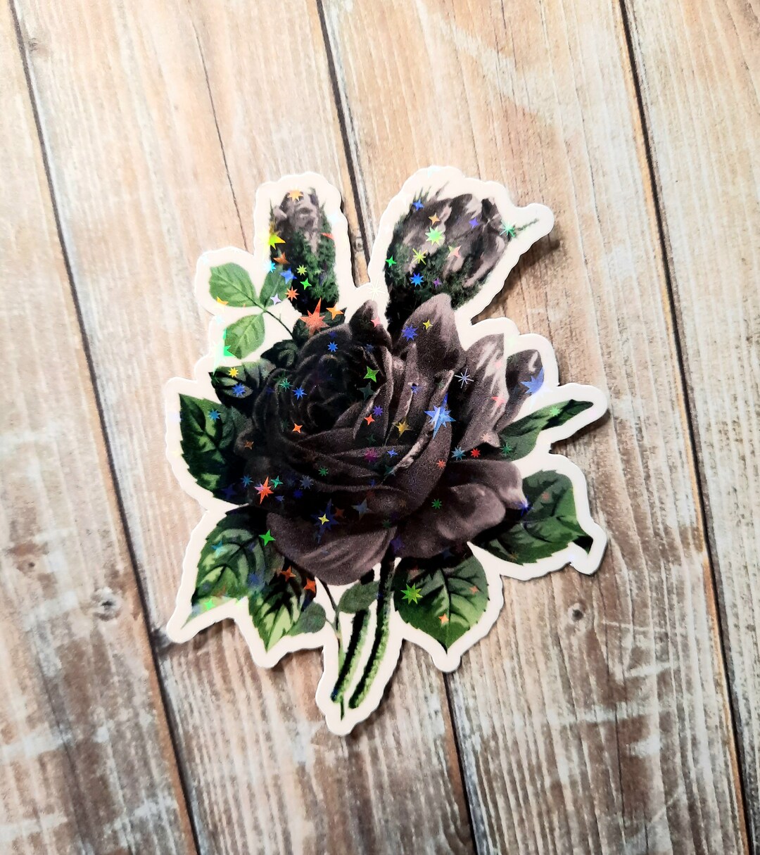 Black Roses Sparkle Sticker, Witchy Floral Gift for Goth, Gothcore ...