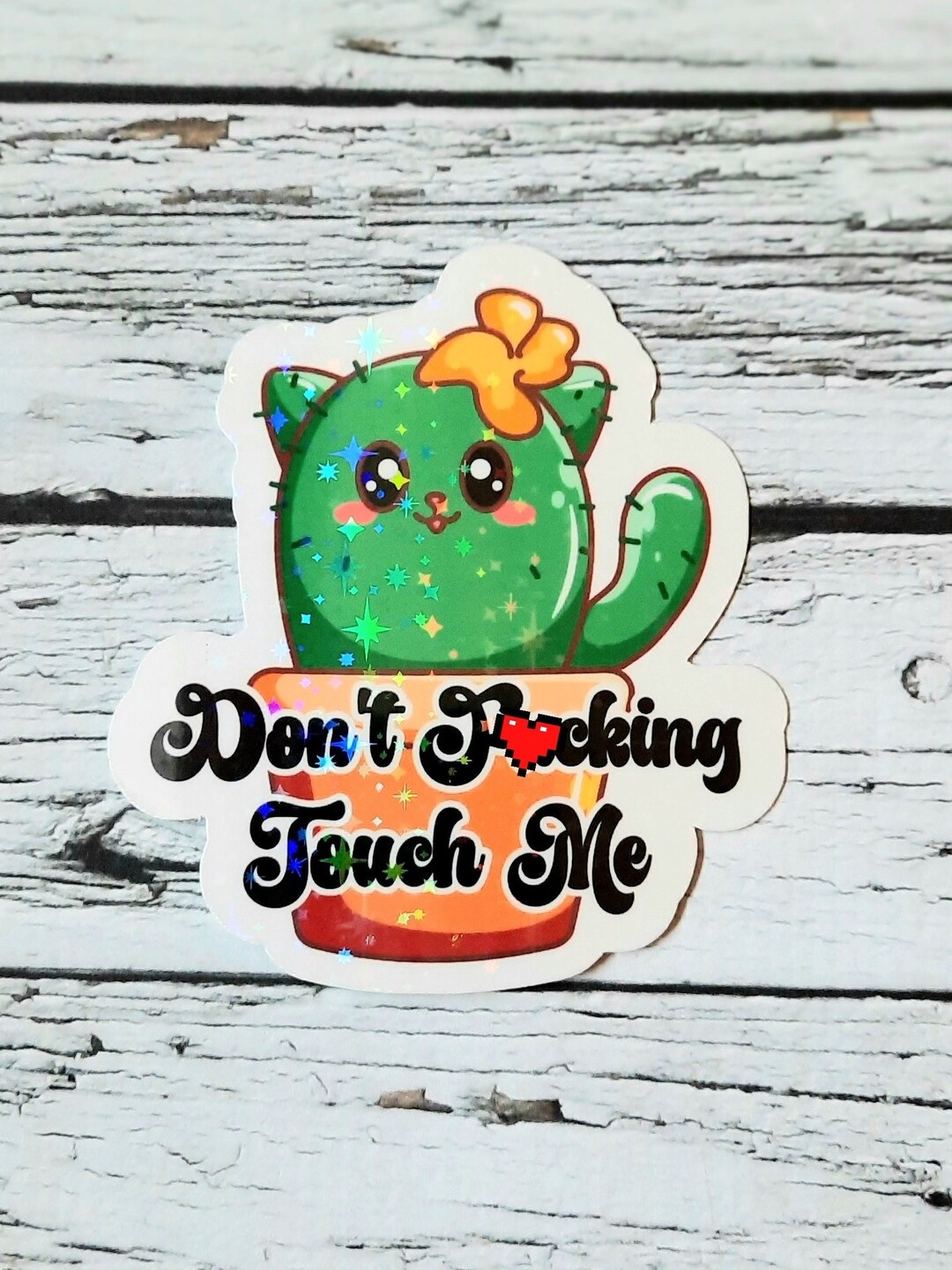 Don't Touch Me Sticker Cactus Cat Swear Word Profanity - Etsy