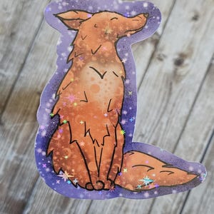 Regal Celestial Fox Sticker for Water Bottle, Cute Sticker Gift for Fox ...
