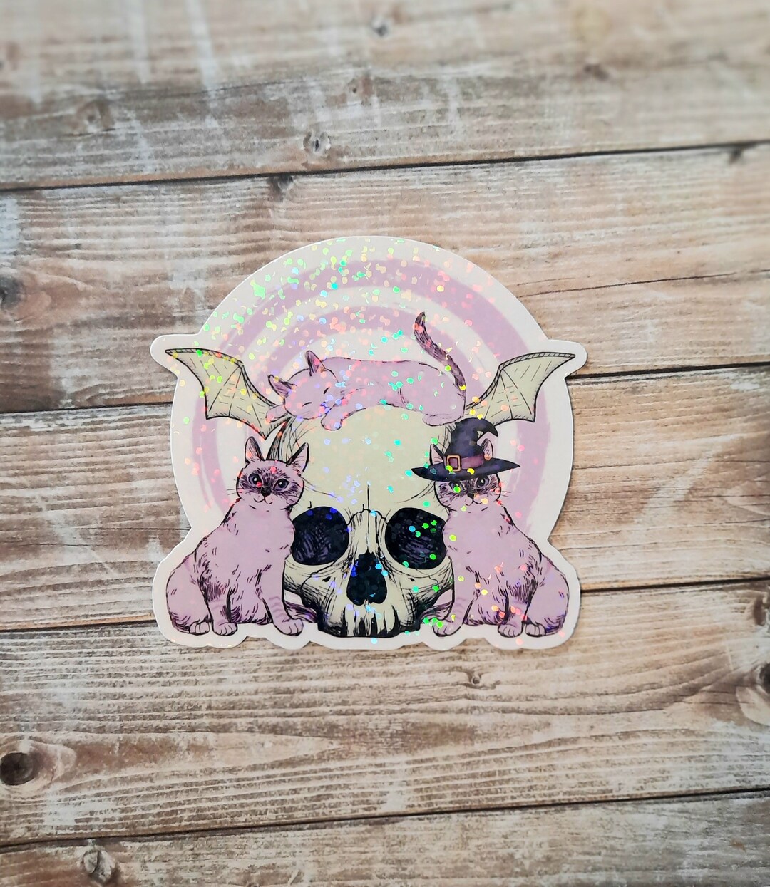 Skull Cat Sticker, Catcore Sticker, Goth Gift for Witch, Skeleton Kitty ...