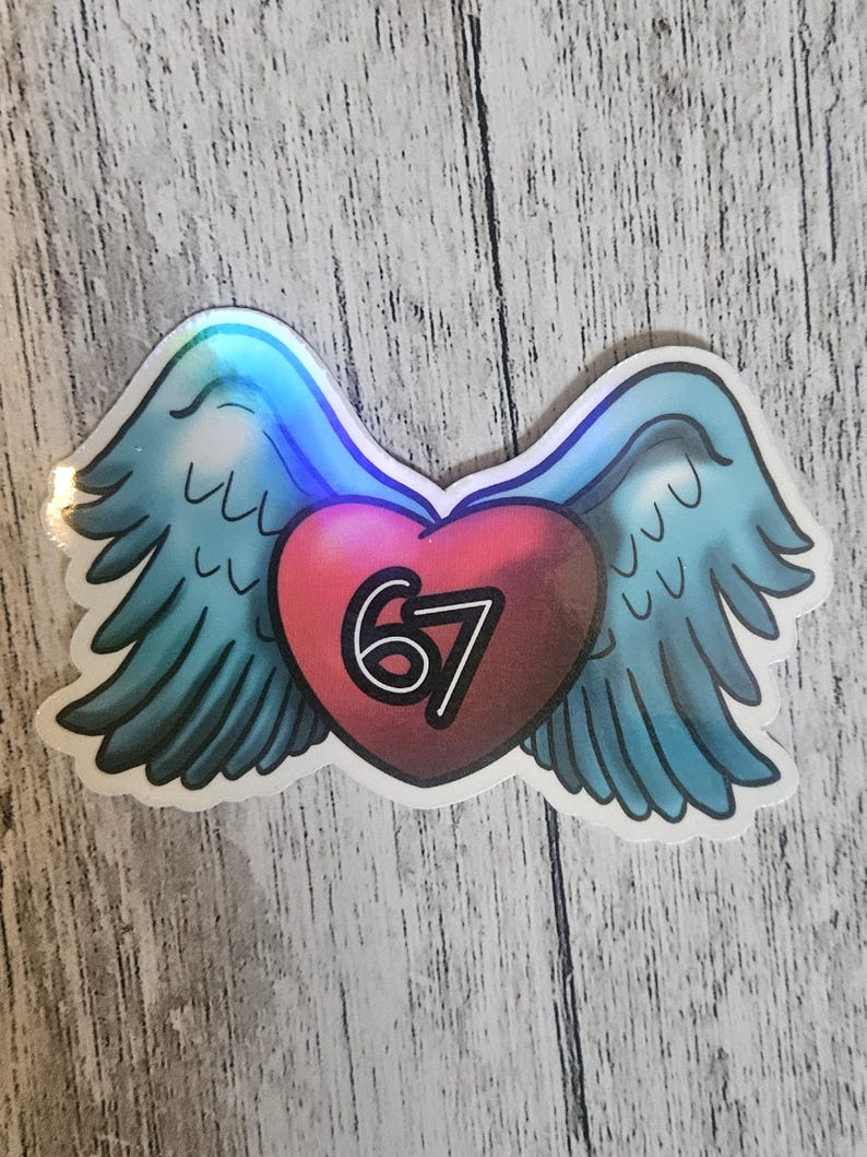 67 Angel Number Sticker for Water Bottle, Gen Alpha Slang Vinyl Sticker ...
