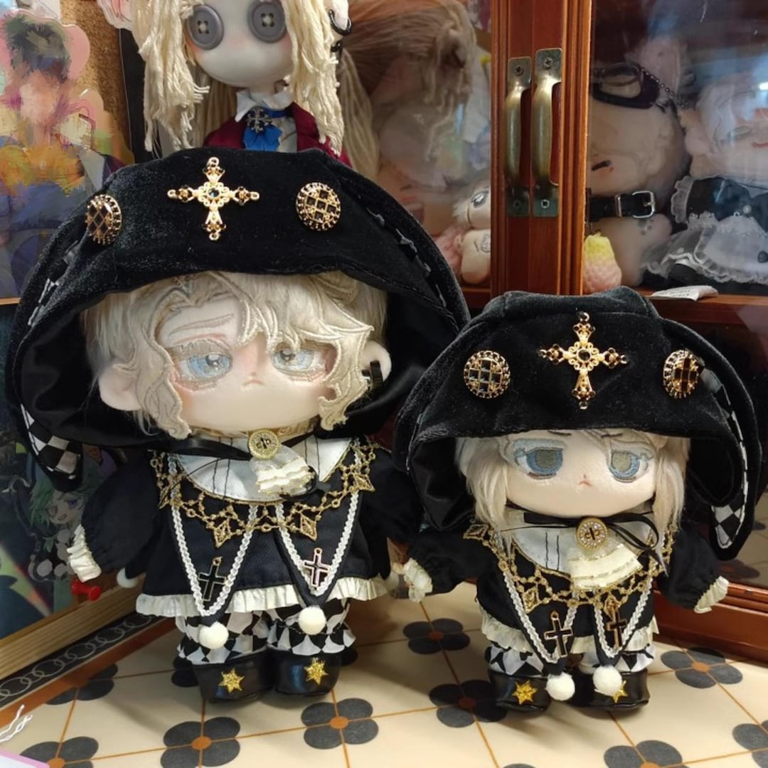 Classic Goth With Rabbit Ears Suit for 20cm Plush Dolls, 10cm Plush ...
