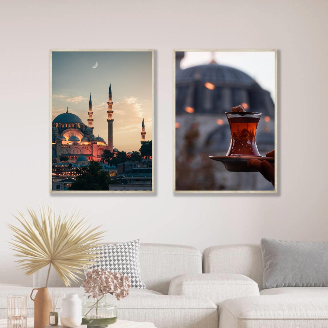 2 X Istanbul Poster Set, Turkey Poster, Wall Art, Living Room ...