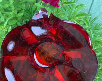 L E Smith, Moon and Star, Glass Cake Stand, Ruby Glass, Red Cake Plate ...