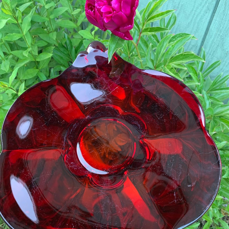 Ruby Glass Platter - Etsy