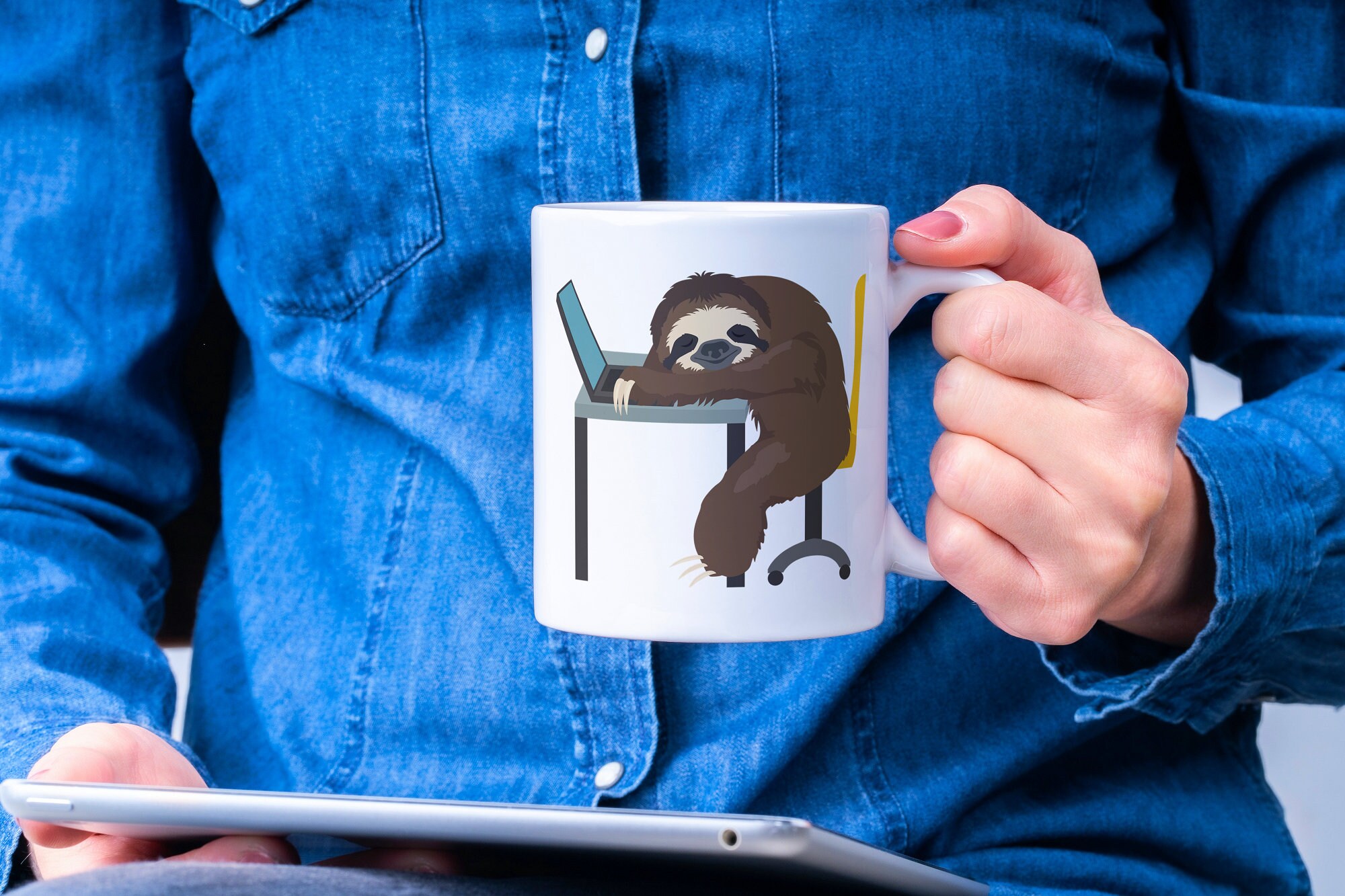 Mug Sloth at the Desk Ceramic 325 Ml Funny Sloth Mug Don't Talk to Me ...