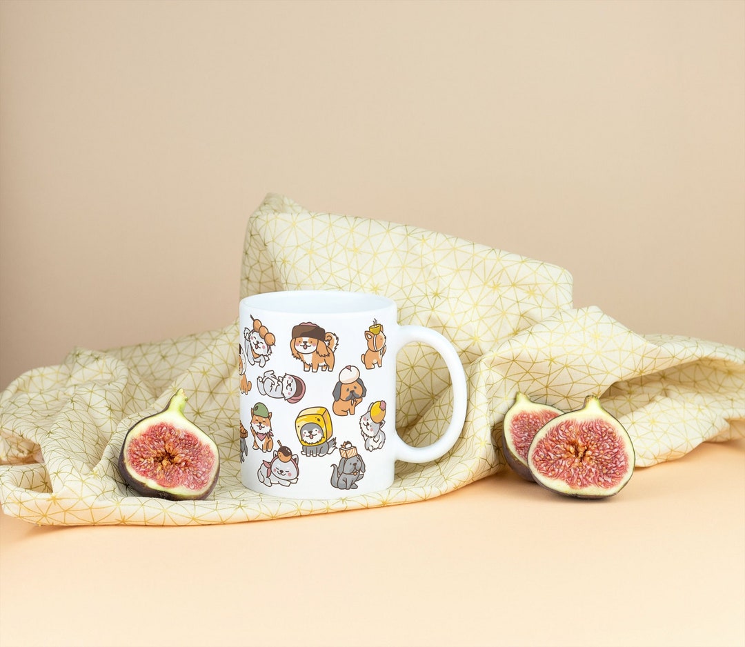 Funny Japanese Dog Food Mug, 325ml Ceramic, Dogs Dressed up as Japanese ...