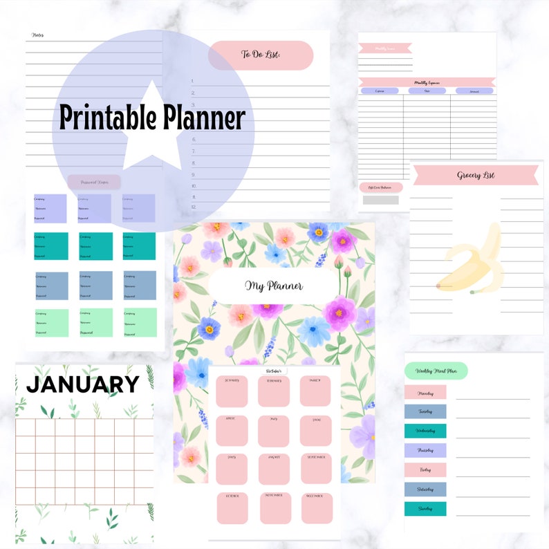 Printable Planner, Flower Planner, Printable Budget and to Do List ...
