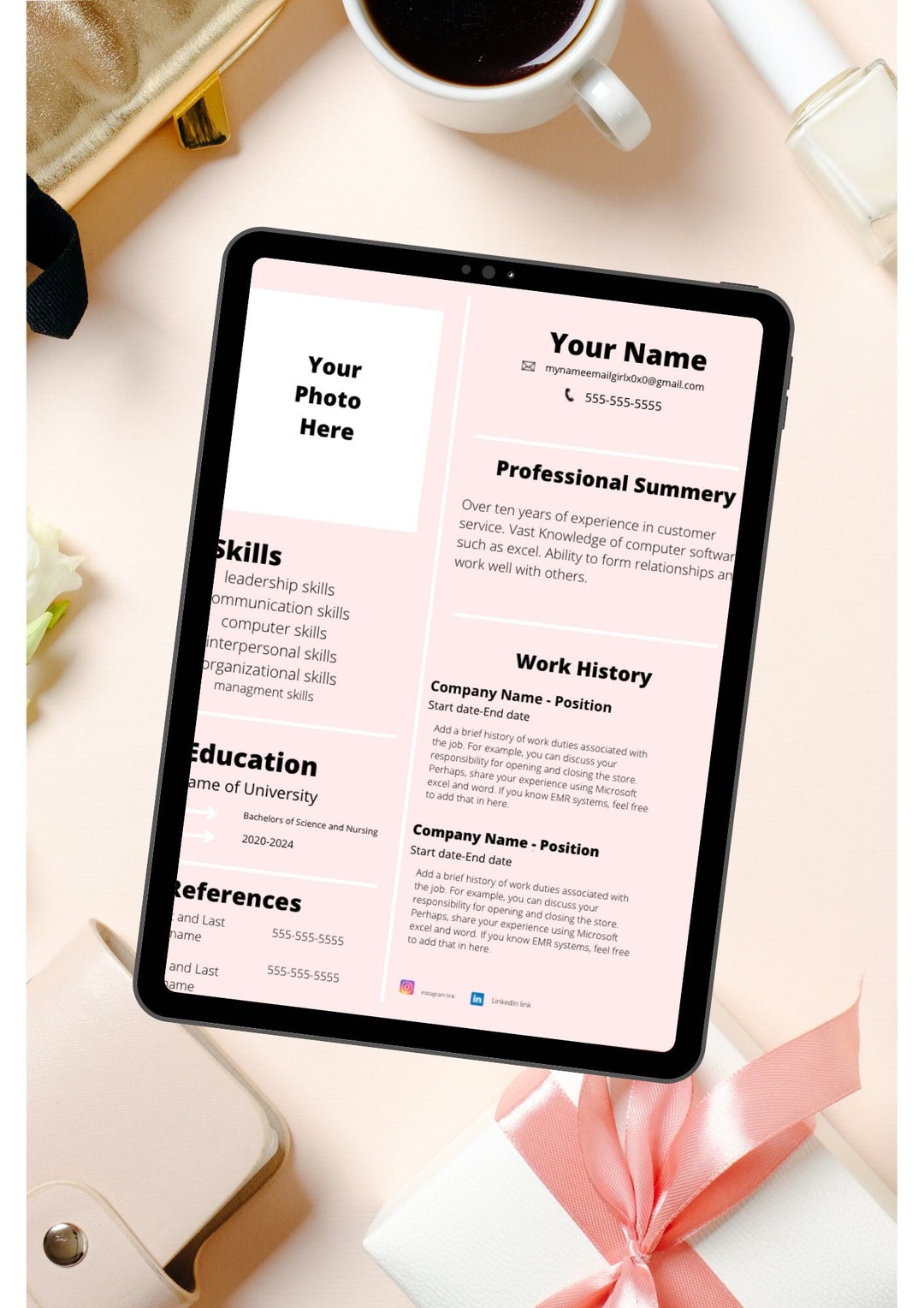 Digital Resume Template, Editable and Instant Download Available ...