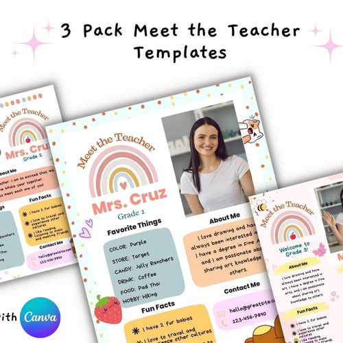 Bright Colourful Funky Meet the Teacher Editable Template - Etsy