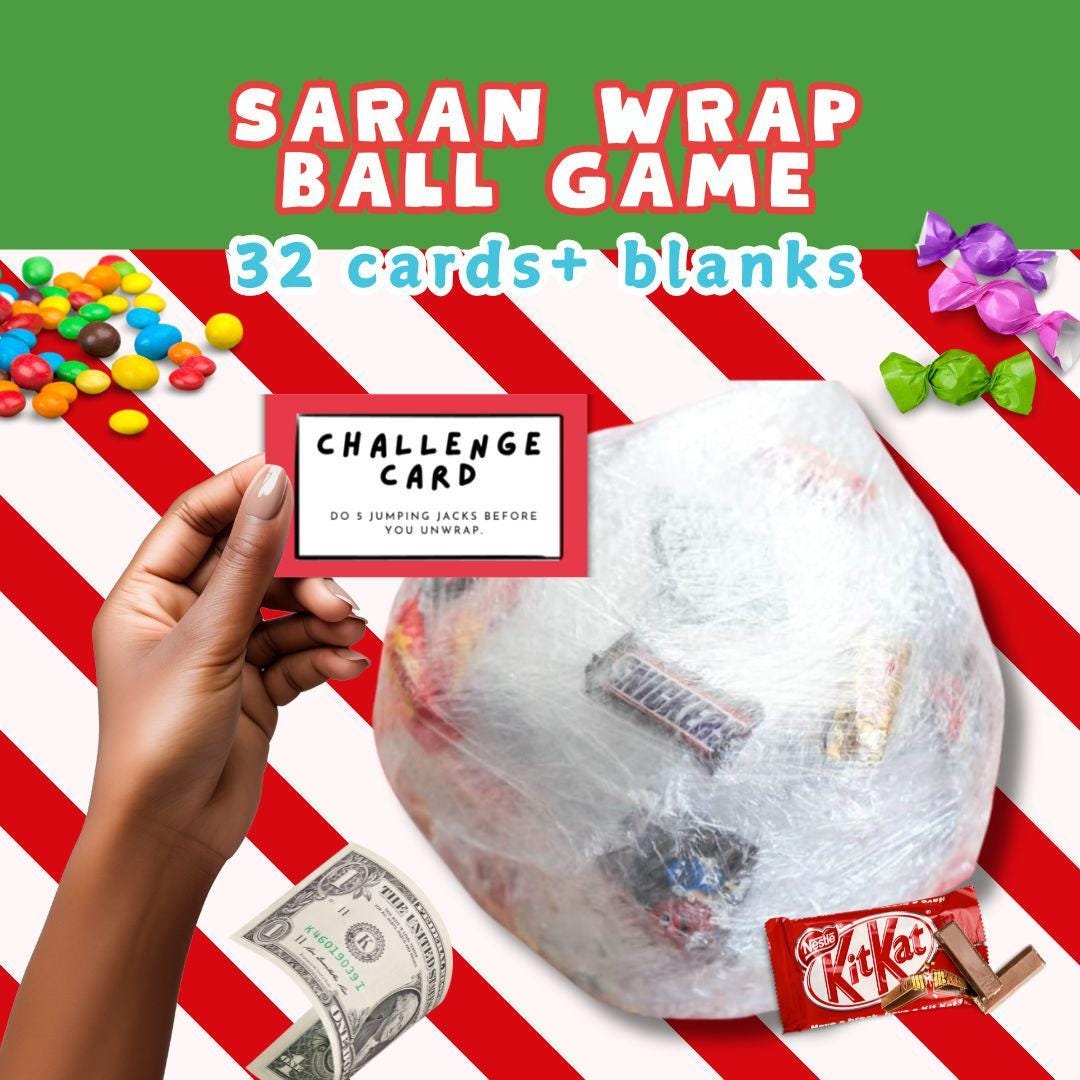 Saran Wrap Christmas Ball Game Cards, Printable Holiday Party Game ...