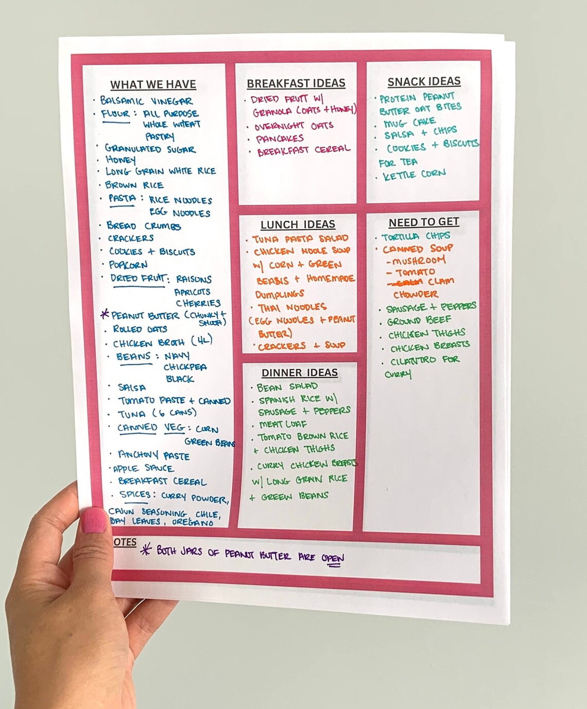 Weekly Menu Printable, Grocery List and Meal Planner, Freezer Inventory ...