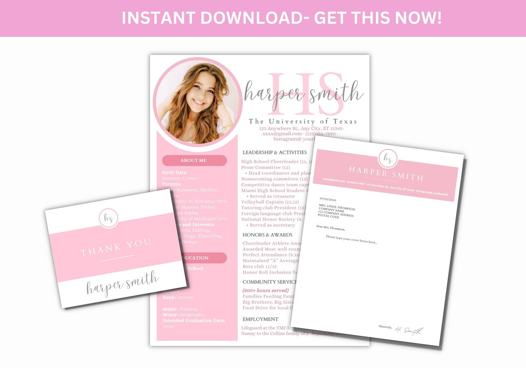 Sorority Resume Template, Sorority Resume Template With Photo, With ...
