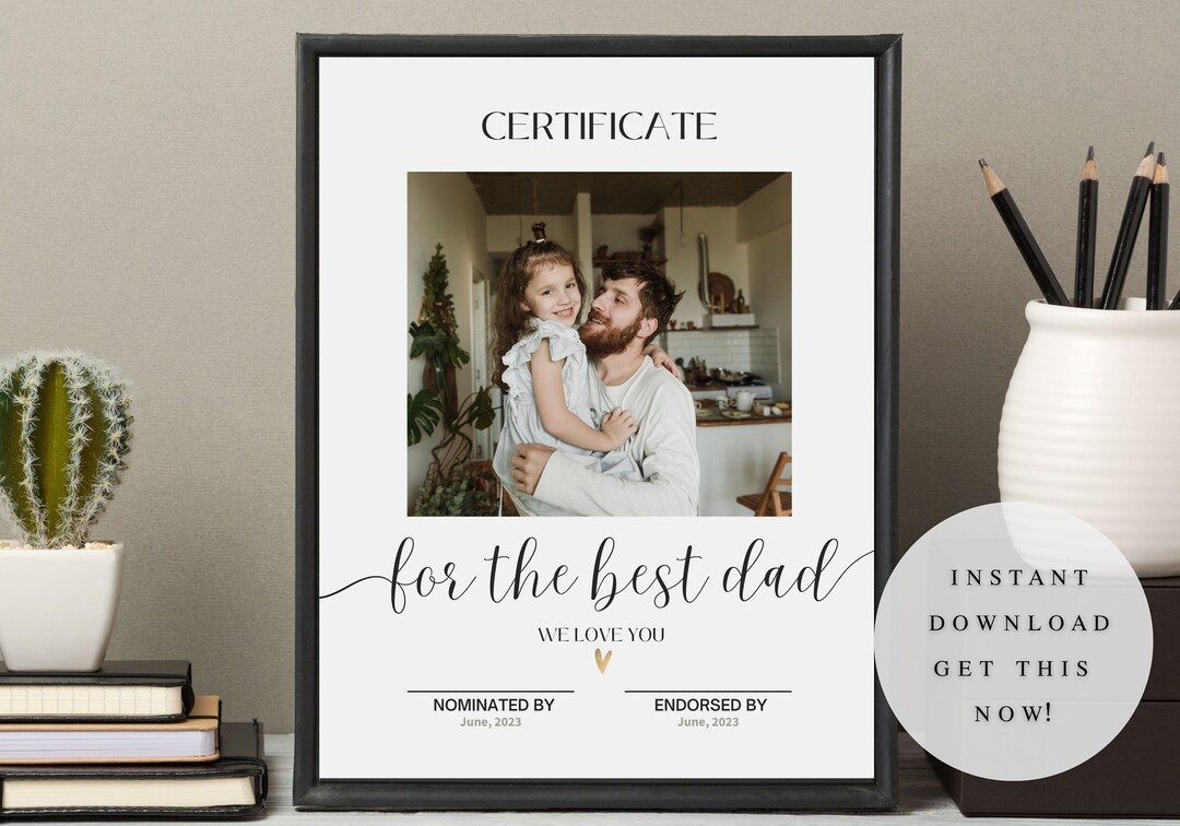 Father's Day Gifts, Father's Day Certificate, Personalized Father's Day ...