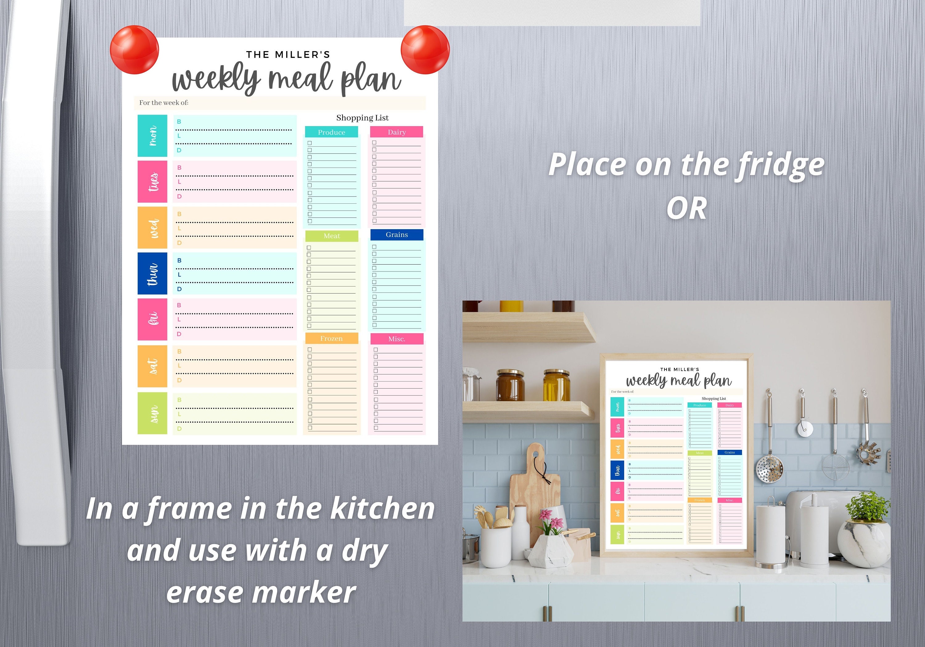 Weekly Meal Planner Printable Editable Meal Planner Instant - Etsy